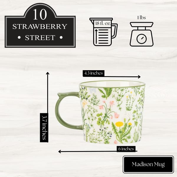 10 Strawberry Street Madison Flora Mugs, Set of 4 - Bed Bath & Beyond ...