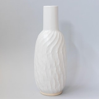 White Embossed Surface With Wavy Lines Vase - Bed Bath & Beyond - 41542778