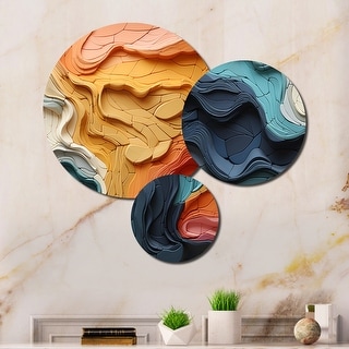 Designart "Biomorphism Organic Forms IV" Modern Metal Wall Decor Set ...
