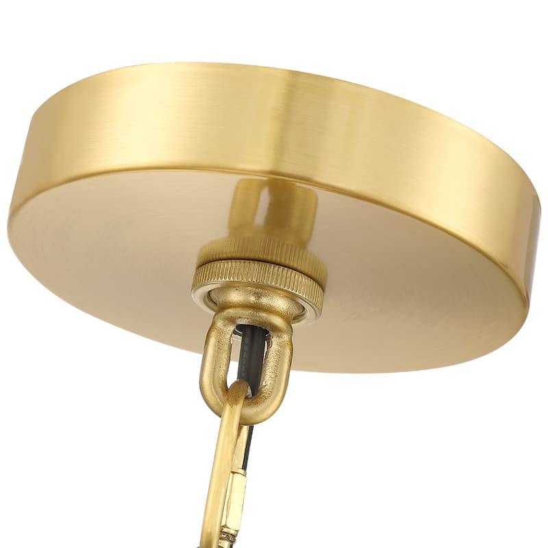 4 - Light Bohemian Bamboo Chandelier with Brass Canopy - 4-Light 22" W ...