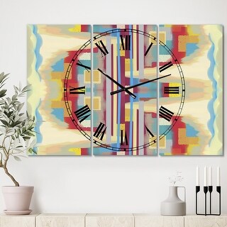 Designart 'Abstract II single' Large Mid-Century Wall Clock - 3 Panels ...