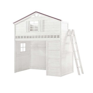 Wood Tree House Twin Loft Bed in Pink and White Finish - Bed Bath ...