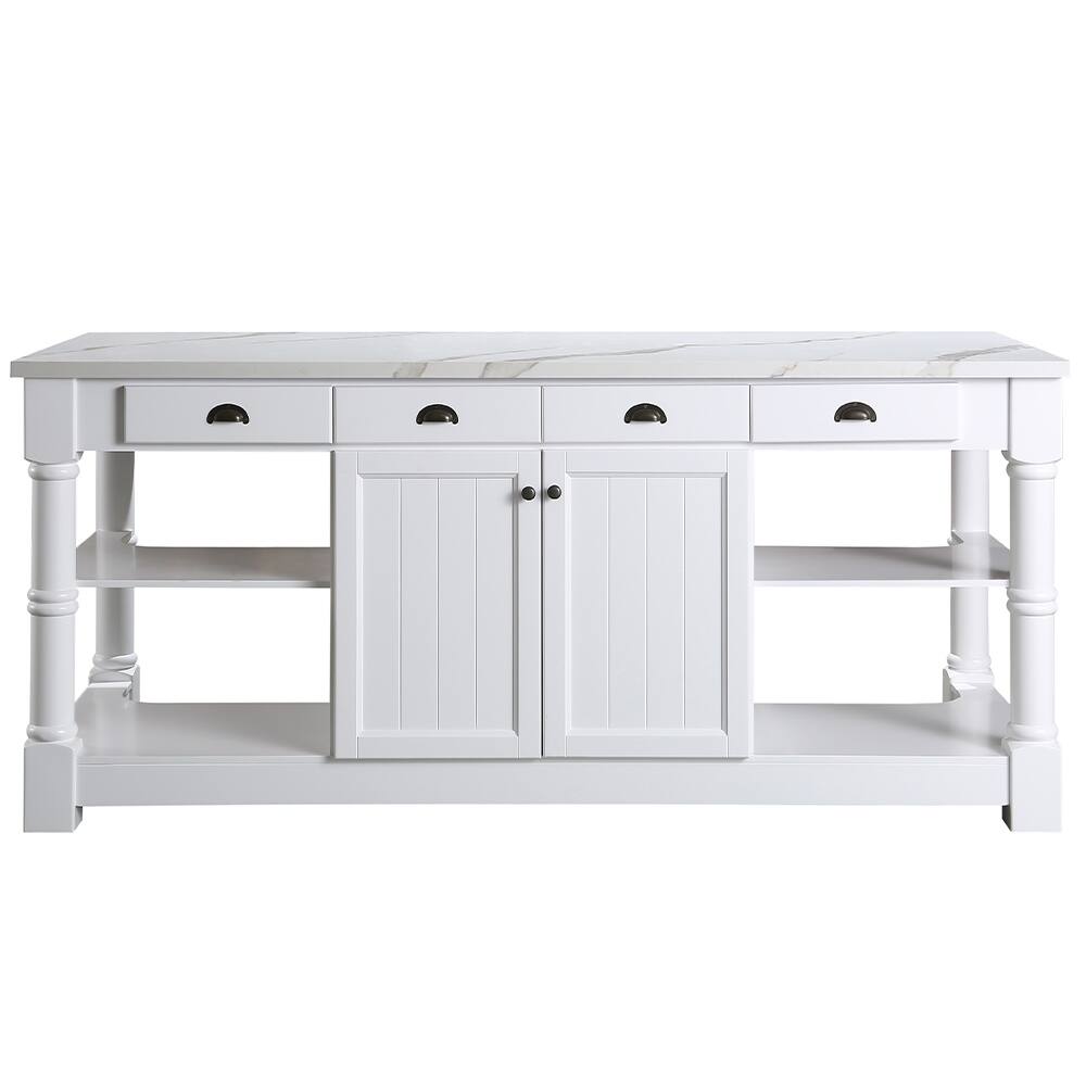 Monterey 80 In. Kitchen Island with Quartz Sintered Stone Countertop ...