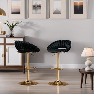 Set of 2 Swivel Bar Stools, Shell Shape Adjustable Counter Height ...