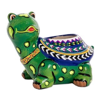 Novica Handmade Mountain Turtle Small Ceramic Flower Pot - Bed Bath ...