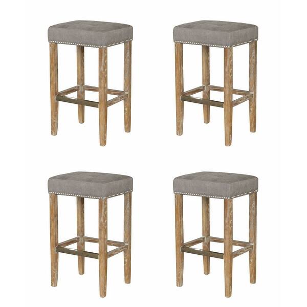 Carbon Loft Woolley Linen Frosted Grey French Style Counter Stool (Set ...