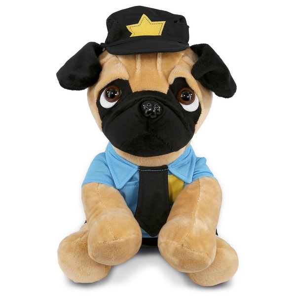 DolliBu Pug Dog Police Officer Plush Toy with Cop Uniform and Cap - 10 ...