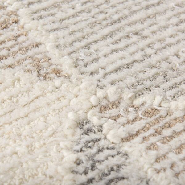 Kolt 8x10 Neutral Geometric Patterned Wool Area Rug - 120.0L x 96.0W x ...