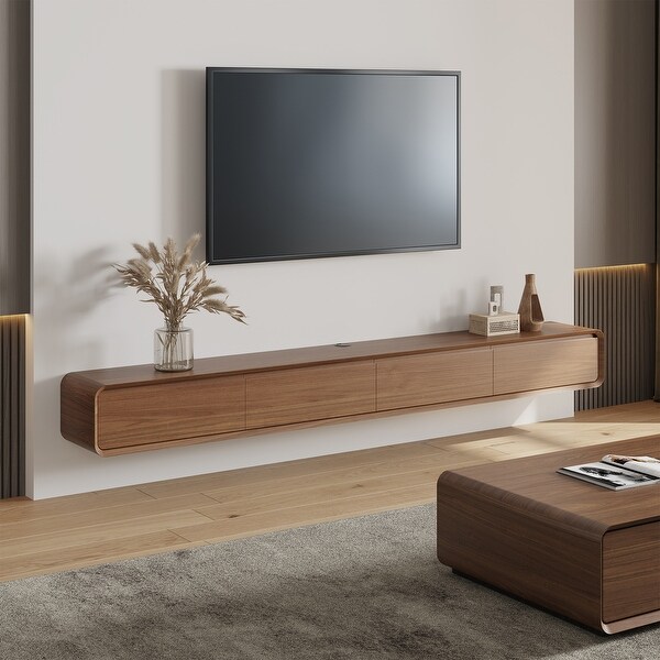 Solid wood floating tv stand store