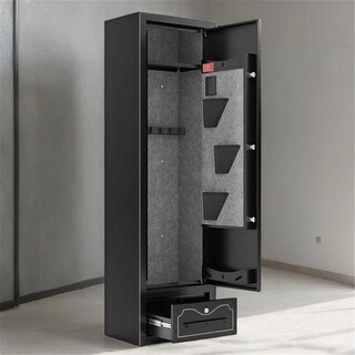 8-Gun Capacity Rifle Safe with Digital Lock, Removable Shelf, Drawer ...