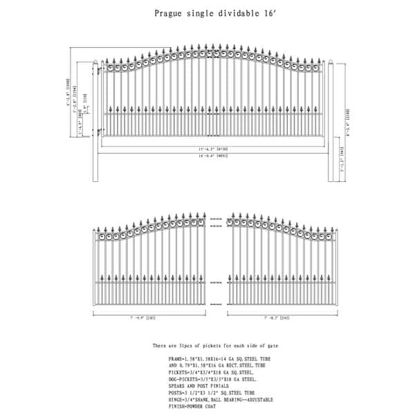 ALEKO Prague Style Garden Yard Steel Single Sliding 16 ft Driveway Gate ...