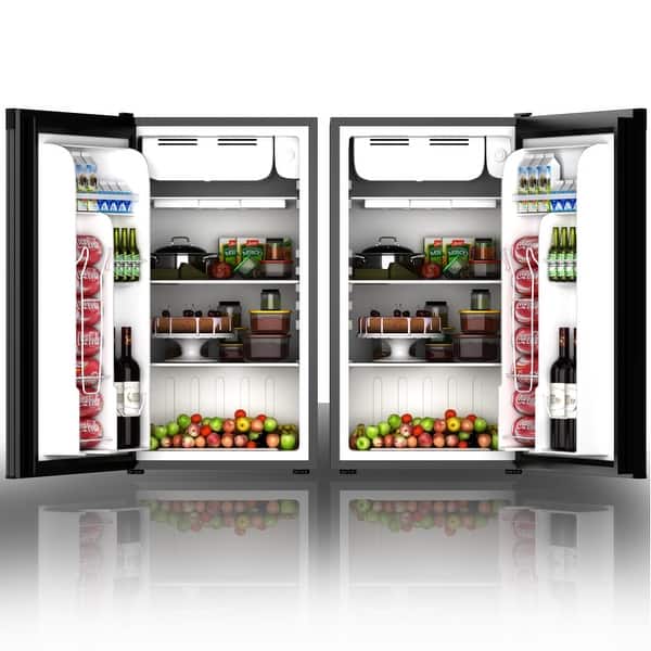 Costway 3.2 cu.ft. Compact Refrigerator Mini Dorm Small Fridge Freezer Reversible Door Black