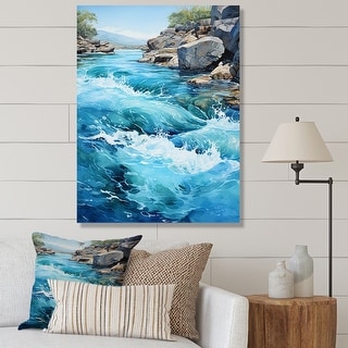 Designart "River Flowing Waters" Lakes & Rivers Canvas Print - Bed Bath ...