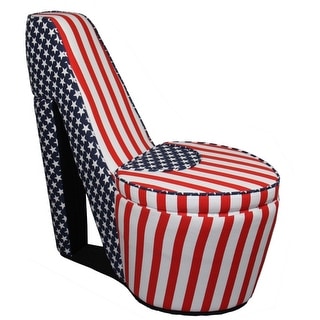 Red White and Blue Patriotic Print 4 High Heel Shoe Storage Chair - 32. ...