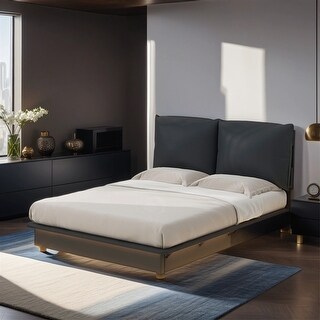 Full Size Upholstered Platform Bed w/ Sensor Light&Ergonomic Backrests ...