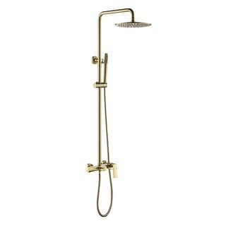 Exposed Pipe Complete Shower System With Valve Brushed Gold Wall Mount ...