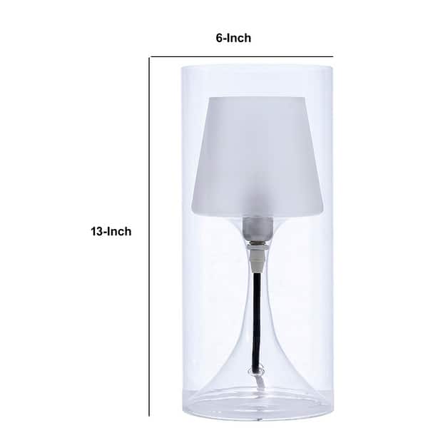 Hurricane Table Lamp with Frosted Glass Shade, Clear - Bed Bath ...
