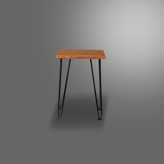 Karina Wooden Side Table with 4 Metal Legs - 16" x 16" x 21.25" - Bed ...