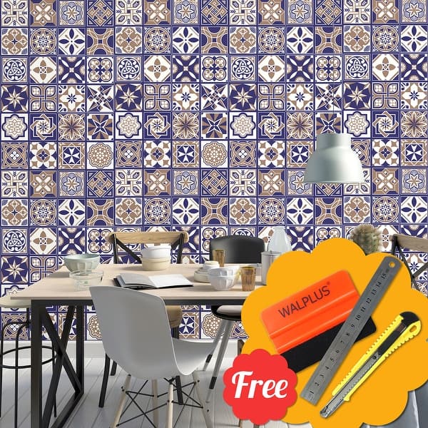 Walplus Royal Blue Backsplash Tile Stickers Peel and Stick Sticker ...
