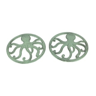 Distressed Coastal Cast Iron Octopus Sea Foam Green Trivet Set Of 2 - 0 ...