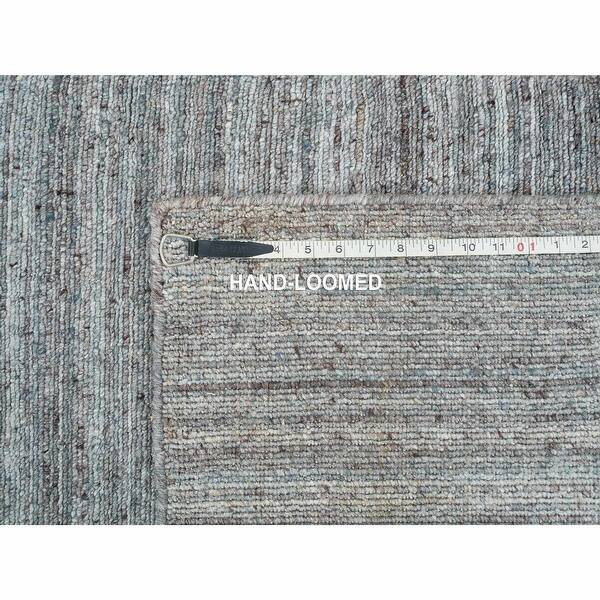 Shahbanu Rugs Arsenic Gray Pure Wool Hand Loomed Modern Striae Design ...