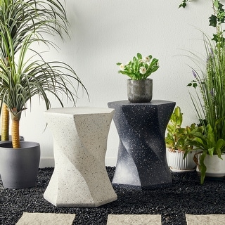 Glitzhome 17.75"H MGO Twist-Style Faux Terrazzo Garden Stool - Bed Bath ...