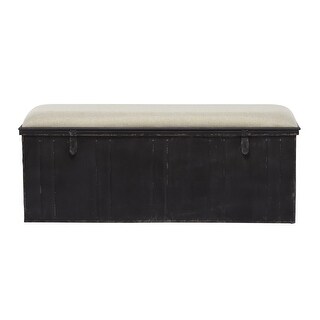 Metal Galvanized Storage Bench with Cream Burlap Top, Gray - Bed Bath ...