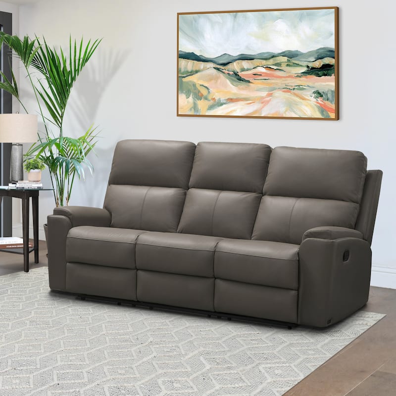 Abbyson Jackson Top Grain Leather Manual Reclining Sofa - Overstock ...