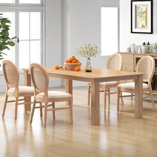 Set of 2 Dining Chairs French Style Kitchen Chair with Hand-Woven ...