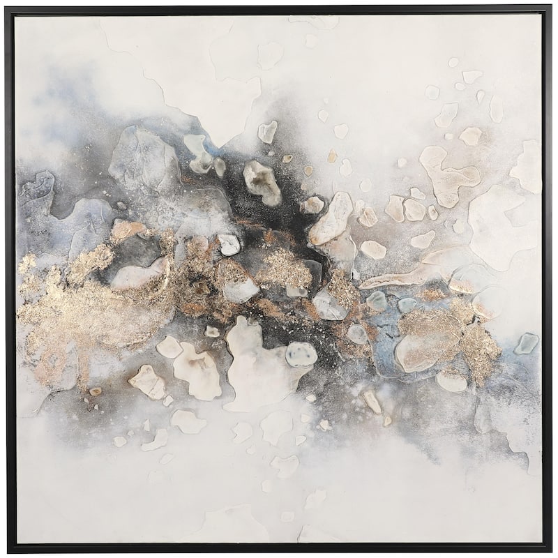 Canvas Abstract Cube Framed Wall Art with White Frame - Multi Colored ...