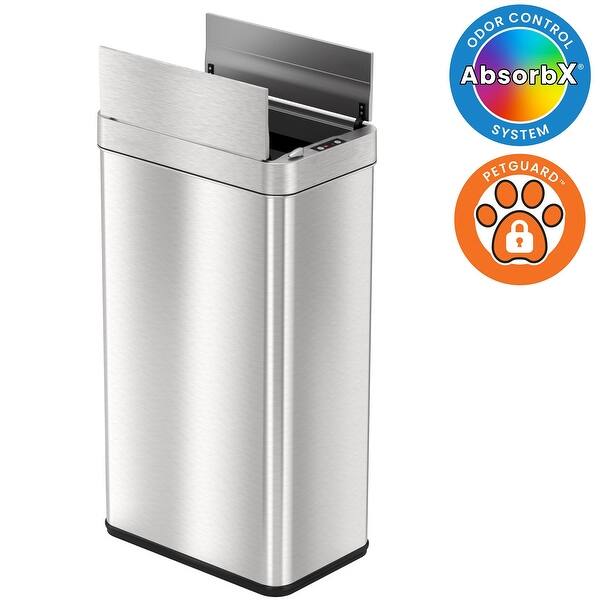 iTouchless 18 Gal Stainless Steel Wings Lid Sensor Kitchen Trash Can ...