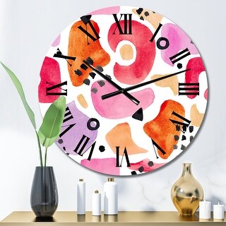 Designart 'Organic Retro Shapes In Purple And Red I' Modern wall clock ...