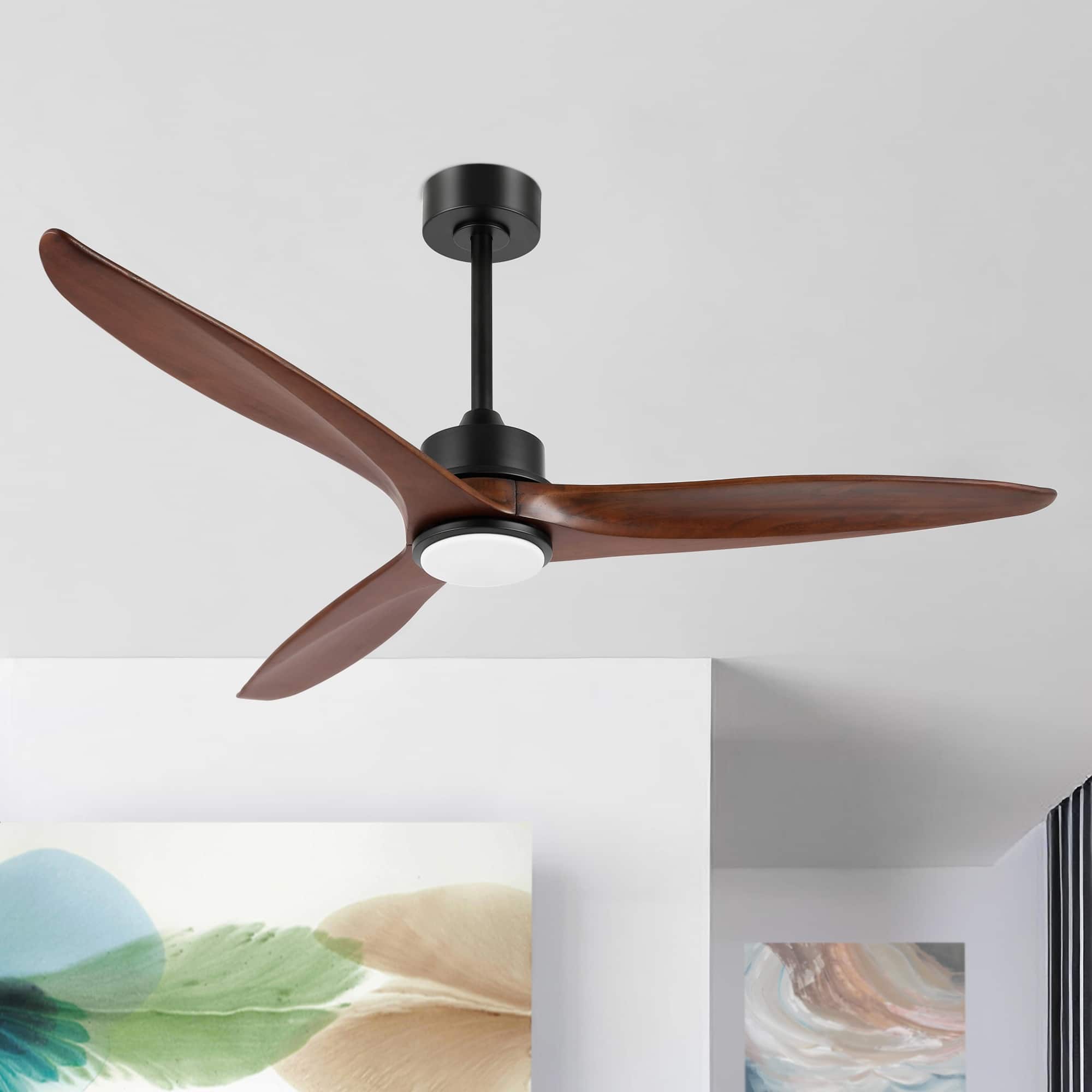 52" Indoor 3-Blade Propeller LED Ceiling Fan with Remote and Light - On ...