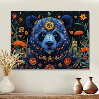 Designart "Blue Yellow Panda Mystical Panda I" Panda Animal Canvas Wall ...