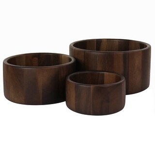 Meritage Modern Crate 3 Piece Wooden Bowl Set in Brown - Bed Bath ...
