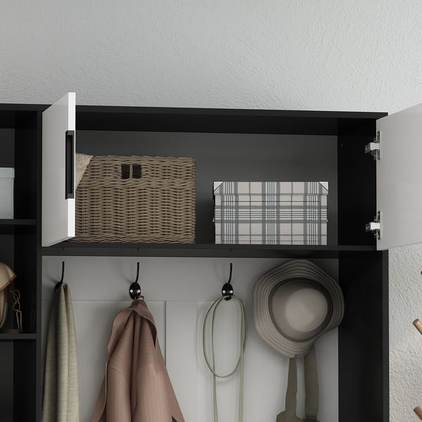 Combo Wardrobe Armoire Closet Wardrobe Cabinet Hall Tree Entry Bench ...