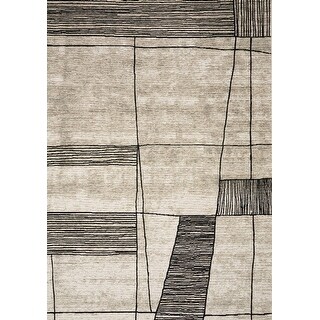 Orienta Grey Abstract Pen Drawing Rug - Rectangle: 2'0" x 3'7" - Bed ...