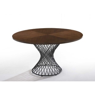 54" Walnut And Black Wood and Metal Hourglass Base Dining Table - Bed ...