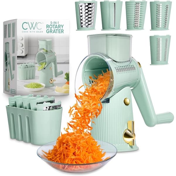 COOK WITH COLOR Rotary Cheese Grater with Handle Counter Suction Base 5 ...