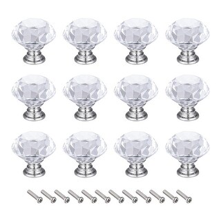 30mm Crystal Knobs Drawer Diamond Shaped Pulls Handles Transparent ...