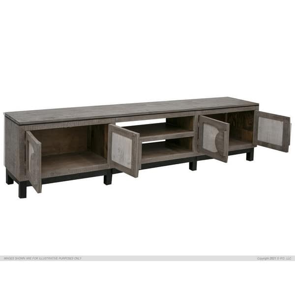 Aose 93 Inch TV Media Entertainment Console, Shelves, Solid Gray Pine ...