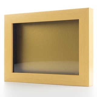 Natural 4x4 Wood Shadow Box with Gold Acid-Free Backing - With 5/8 ...