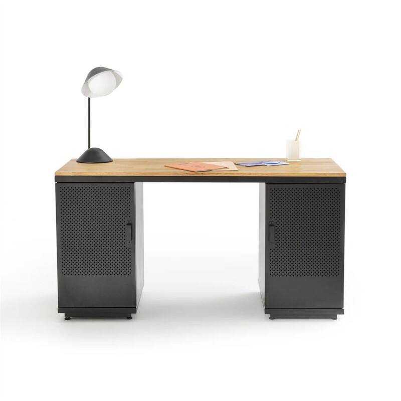 Agama Oak & Metal Desk - Overstock - 39510446