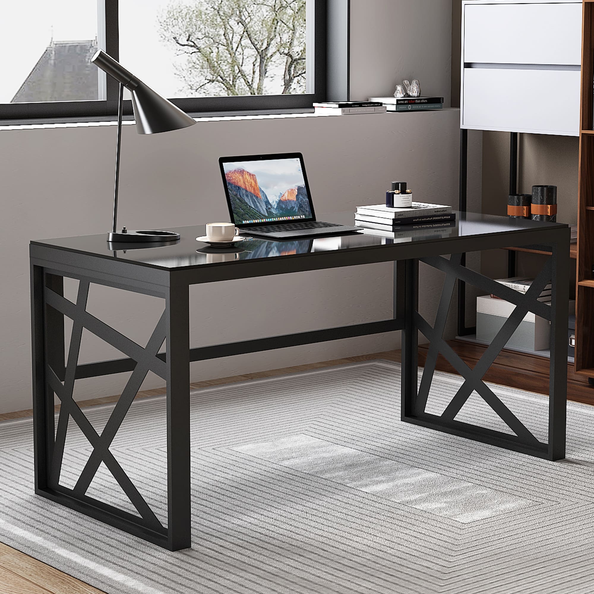 Modern Complete Computer Desk with Sliding Keyboard Shelf and CPU ...