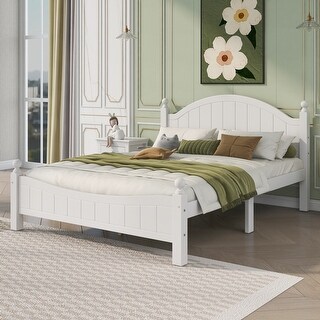 Concise Style Queen Size Wood Platform Bed No Need Box Spring, White ...