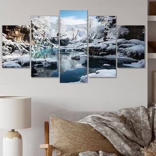 Designart "Grey White Waterfall Frozen Symphony III" Landscapes ...