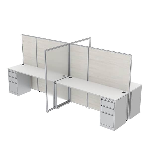 4 Person Private Call Center Cubicles Straight Desks W/Storage 3x6x65 ...