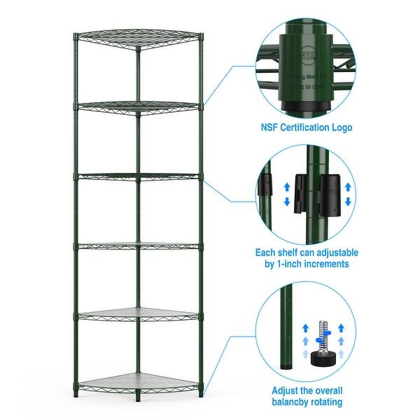 Open Storage Rack 6-tier Green Corner Display Cabinet Plant Stand - Bed ...