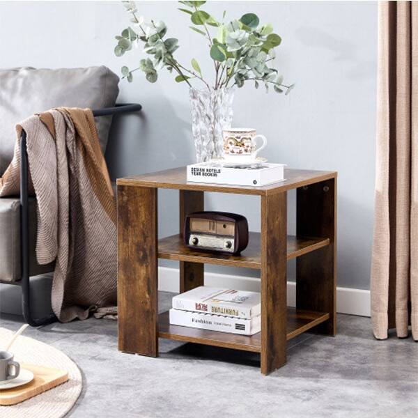 rustic square side table