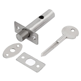 61mm Length Fire Door Metal Hidden Lock Silver Tone w Key - Silver Tone ...